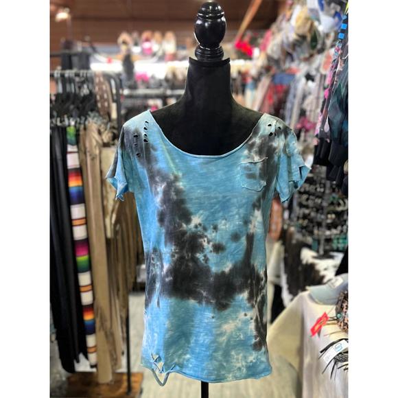 A Rare Bird | Tops | New A Rare Bird Scoop Neck Tee Shirt In Blue Camo ...